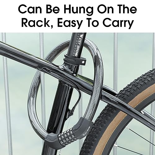 Combination Bicycle Lock | Anti-Theft Portable 5 Digit Lock | Cable Locks, for Electric Vehicle, Mountain, Scooter, and Motorcycles Buogint