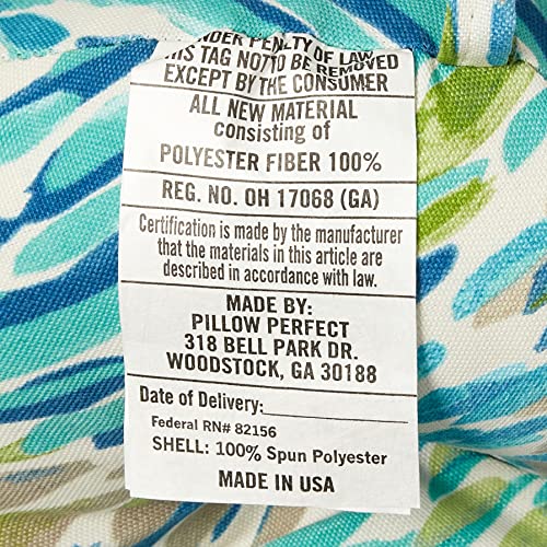 Pillow Perfect Outdoor/Indoor Make It Rain Cerulean Chair Pads, 2 Count (Pack of 1), Blue