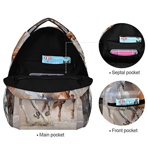 MFTJYO Horse Backpacks for Girls Boys School Backpack Horses Kids School Bags 3D Animal Print Lightweight Student Elementary 3rd 4th 5th Grade Shoulder Bag