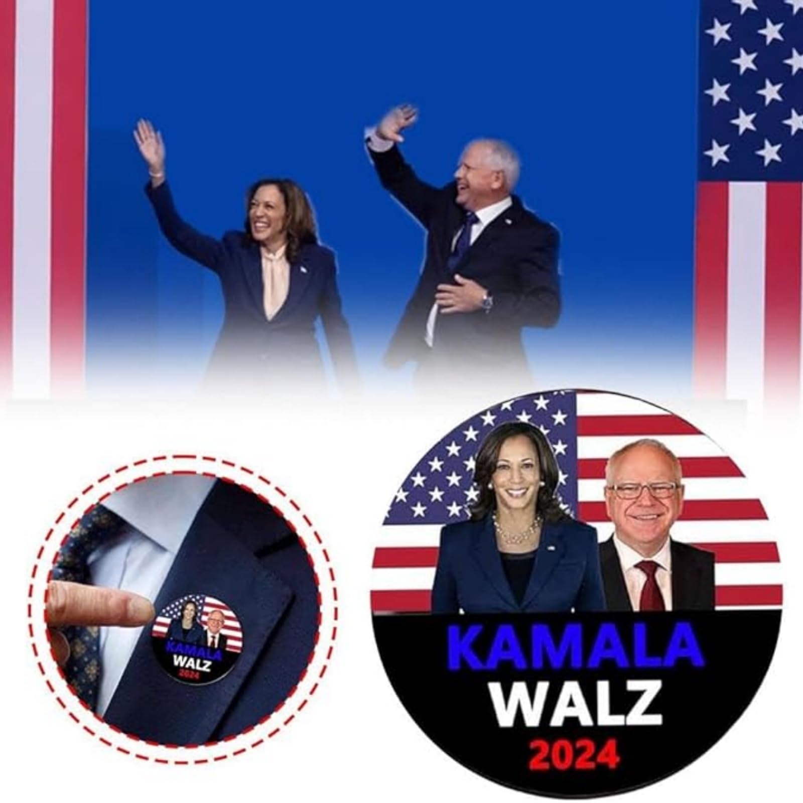 Kamala Harris Waltz 2024 Button Pins,Kamala Harris Tim Waltz 2024 President Election Round Buttons Badge for supporter, Kamala 2024 new cute Pin, exquisite Kamala Harris lapel pins(5pcs) (Pink)