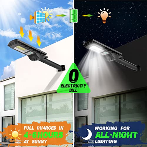 Linkloos Solar Street Lights Outdoor Waterproof, 4-Pack 1000lm 180 LEDs, Solar Flood Light Dusk To Dawn, Solar Parking Lot Lights with Security Motion Sensor Remote Control For Garage, Yard, Barn