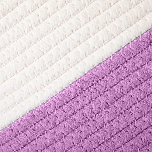 MeloMin Medium (80L) 100% Cotton Rope Woven Laundry Basket (6 Colors) - 21β x14β - Home Storage Hamper Bin for Blankets, Comforters, Towels, and Toys (Purple)
