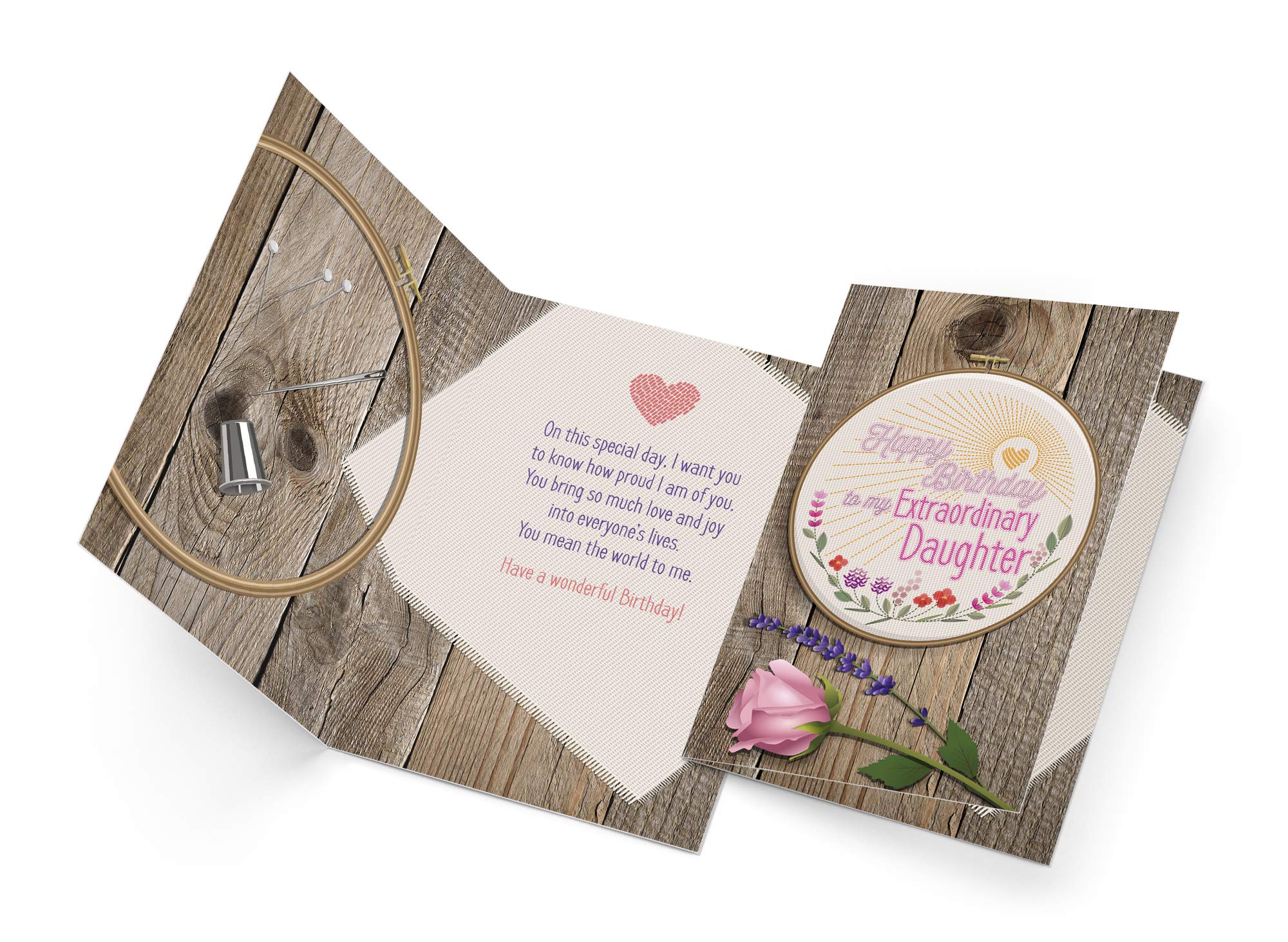 Prime Greetings Happy Birthday Card For Daughter, Made in America, Eco-Friendly, Thick Card Stock with Premium Envelope 5in x 7.75in, Packaged in Protective Mailer