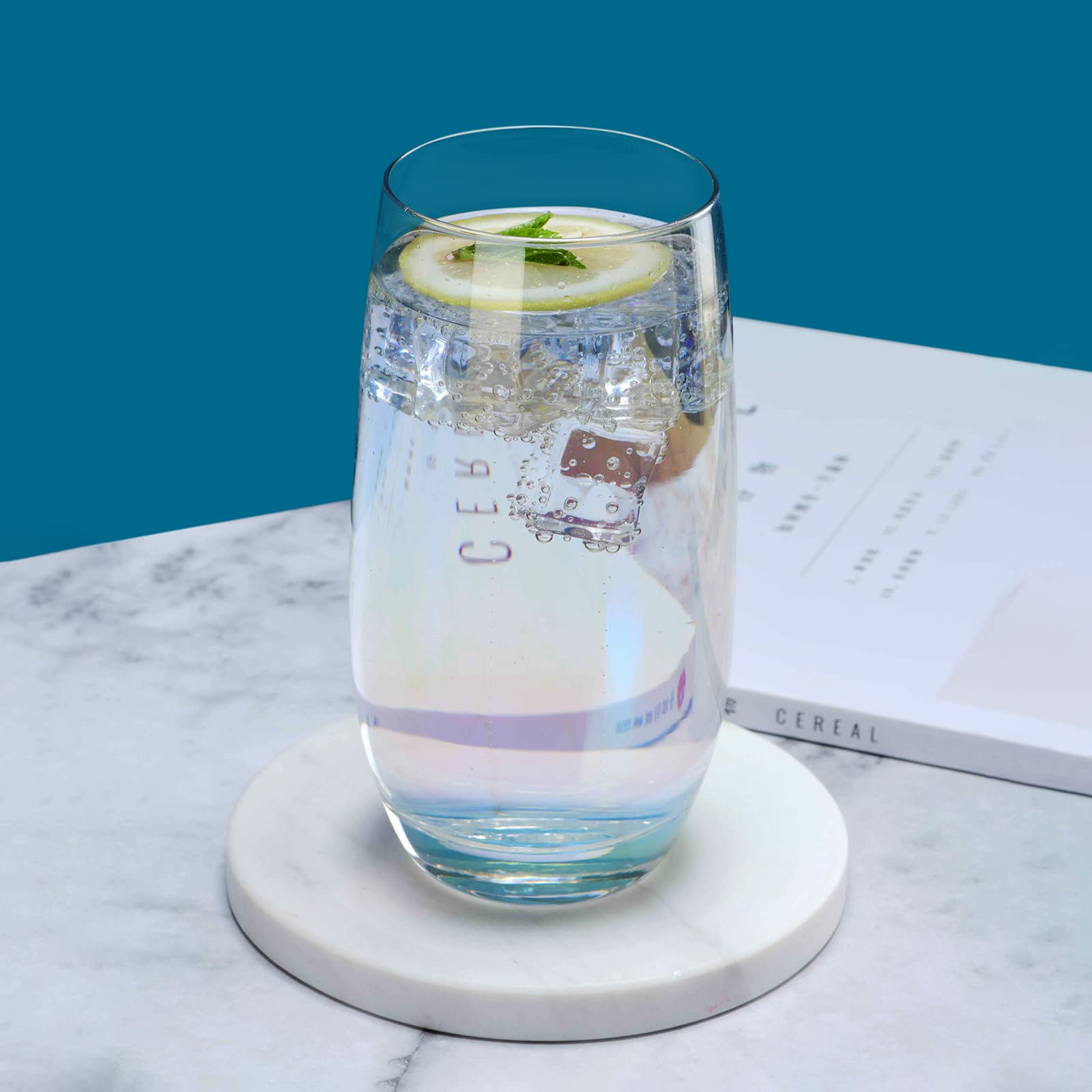 CUKBLESS Iridescent Glassware Set, 6 Drinking Glasses for Water, Juice, and Beverages, and 4 Wine Glasses with 1 Diamond-Shaped Wine Decanter, Perfect for New Home or Housewarming Gifts