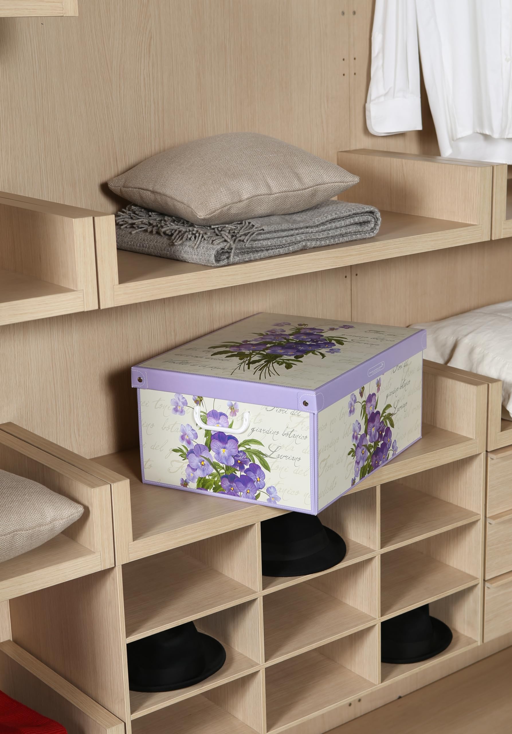Kanguru Decorative Storage Box with Handles and Lid Collection Violette, Fragrant, Scented Violet, LARGE