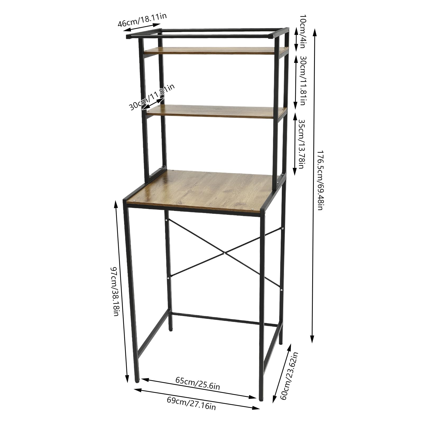 KannBeki Over Washer and Dryer Shelves,Dryer Storage Shelf,Laundry Room Storage and Organizer Standing Shelf,Height Adjustable Laundry Room Shelves, Load-bearing Capacity 418.9 lbs (Light Walnut)