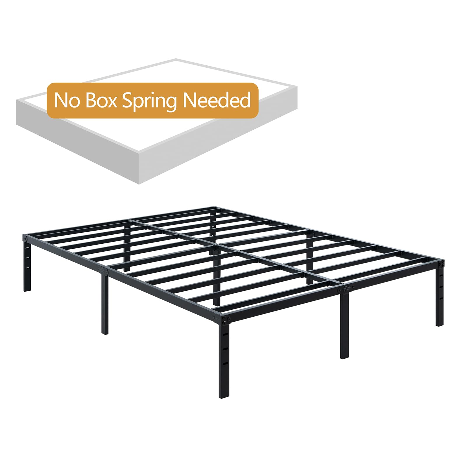 NELGUTA Metal Bed Frame, Storage Space Under The Heavy Duty Frame Bed, Durable 14Inch King