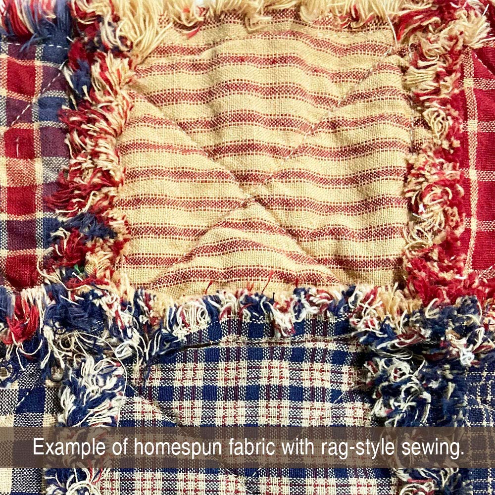 Primitive Red & Tea Dye Ticking Stripe Homespun Cotton Fabric by JCS - Sold by The Yard