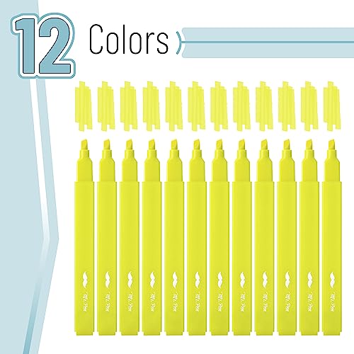 Mr. Pen- Aesthetic Highlighters, 12 pcs, Yellow, Chisel Tip, Bible Highlighters and Pens No Bleed, Bible Highlighter Pens, Cute Highlighters, No Bleed Highlighters for Bible Pages No Bleed