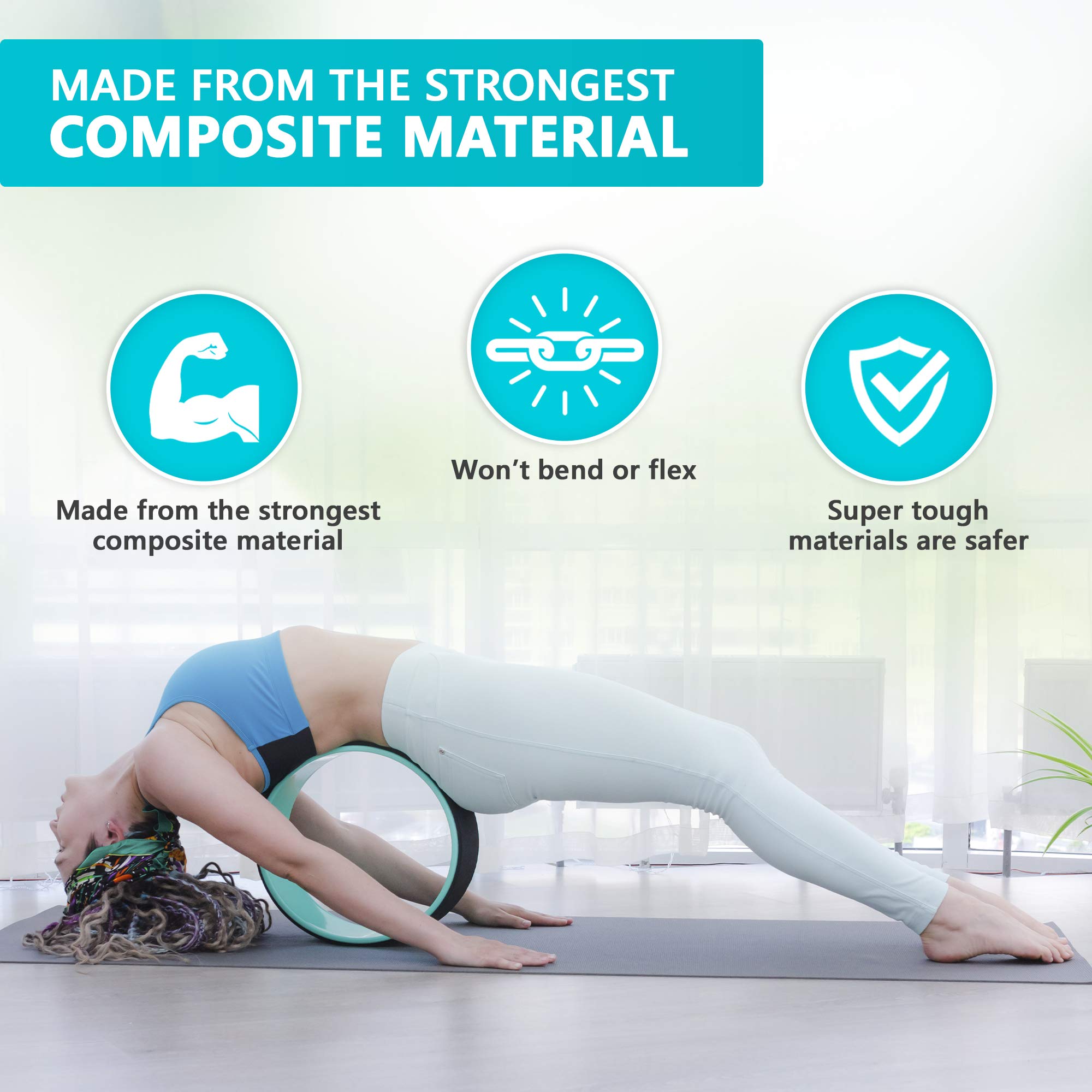Dharma Yoga Wheel Eco Basic for Stretching, Strengthening, Back Pain, Strained Muscles, Bulging Discs, Arthritis, Osteoporosis, Ligament Strains | Portable Yoga Prop, Patented Grip Design, Made in USA