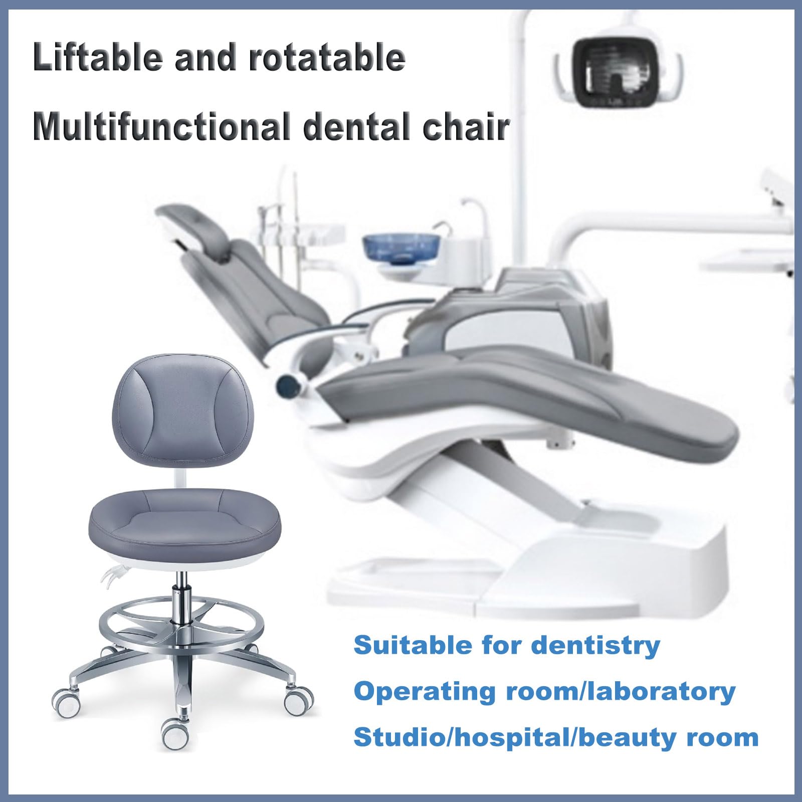 HYDTGZ Dental Chair Dentist Doctor's Stool PU Leather Dental Assistant Chair Adjustable Mobile Chair for Clinics, Dental Offices, Labs, Drawing Chair,A4