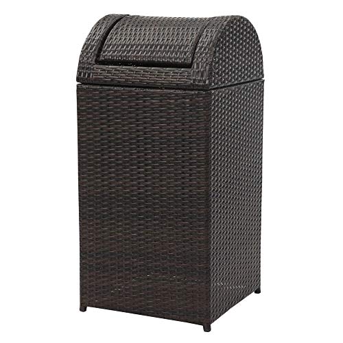 Safavieh PAT2511A Collection Bishop Outdoor Brown Wicker 18 Gallon Trash Bin