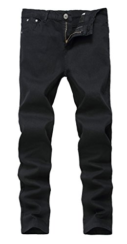 Men's Black Skinny Slim Fit Stretch Straight Leg Fashion Jeans Pants, 29W