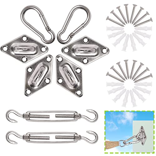 HongWay 40pcs Sun Shade Sail Hardware Kit, 6 Inch for Triangle Rectangle Sunshade Sail Installation, 304 Anti-Rust Stainless Steel, Triangle Shade Sails Accessory for Garden Outdoors, Patio Lawn