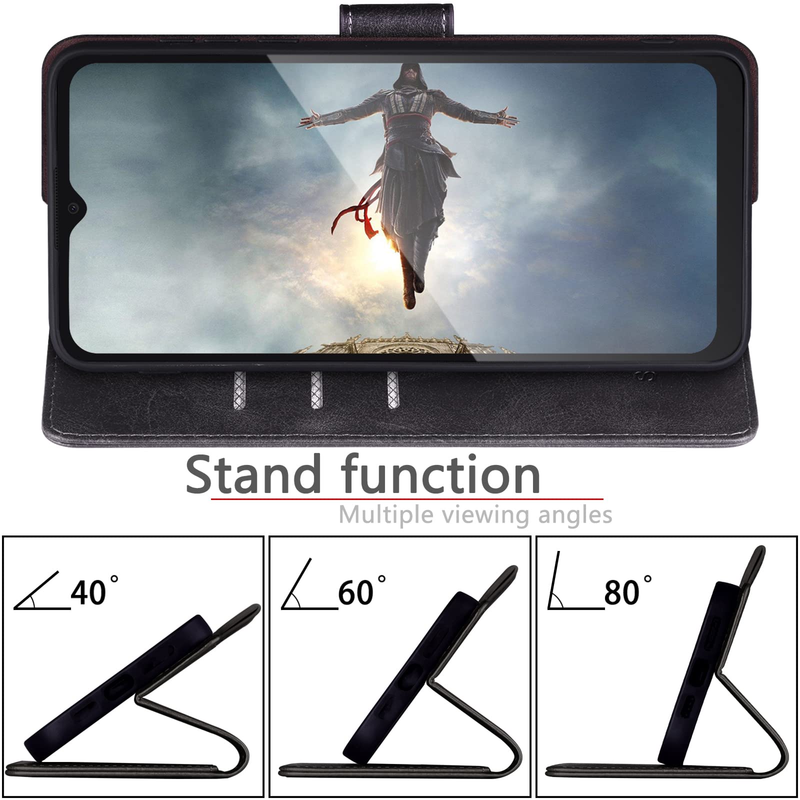 SUANPOT for Samsung Galaxy A54 5G Wallet case with RFID Blocking Credit Card Holder,Flip Book PU Leather Protective Cover Women Men for Samsung A54 Phone case Black