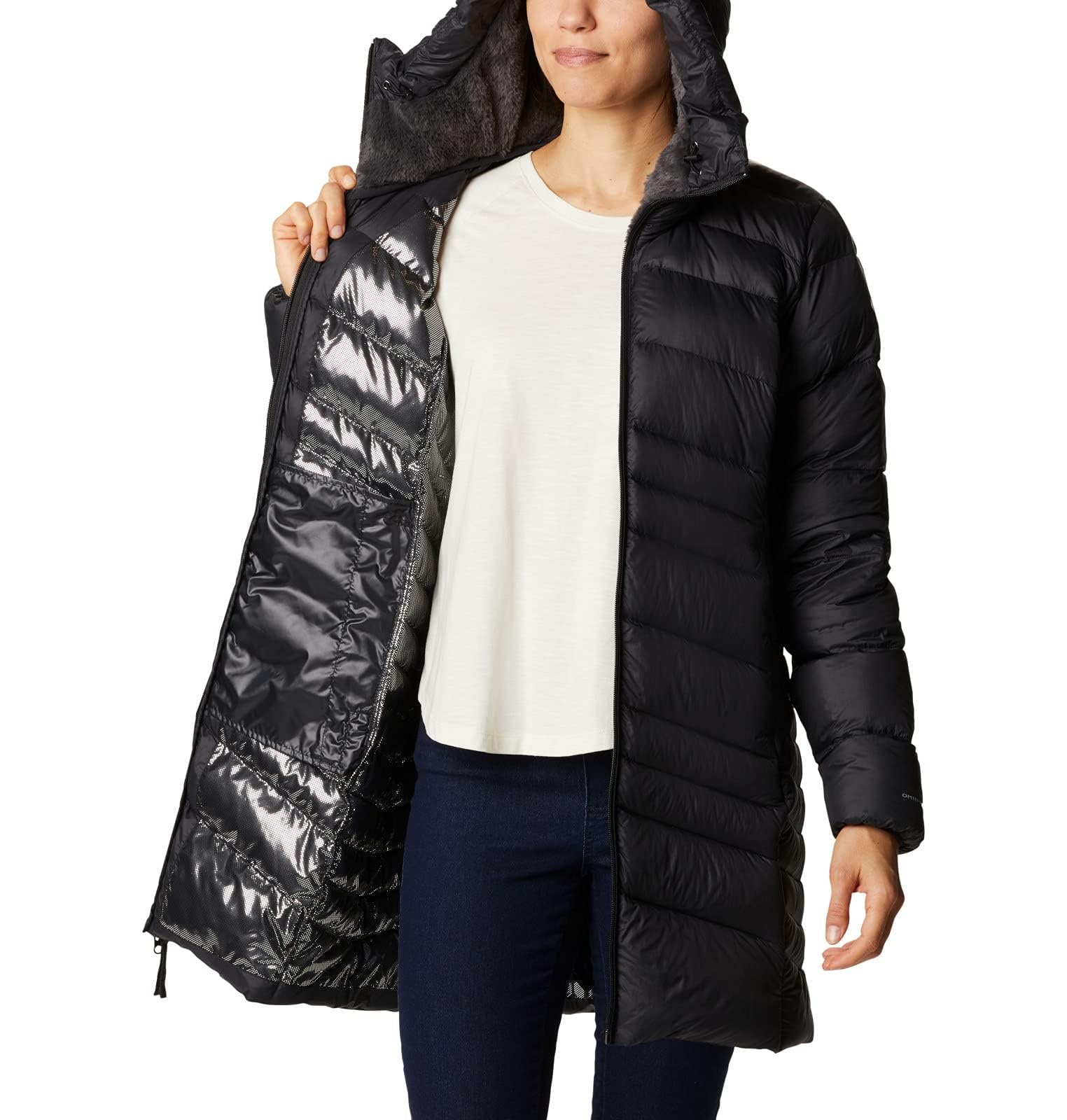 Columbia Women's Autumn Park Down Mid Jacket, Black, X-Large