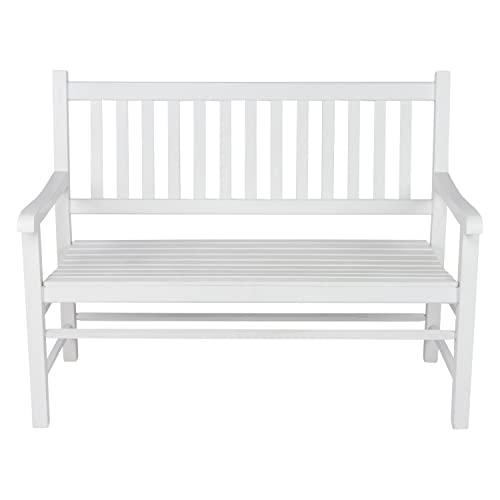 Shine Company Eden Outdoor Wood Garden Bench for Front Porch, Entryway, 24.5" D x 48" W x 38.75" H, White