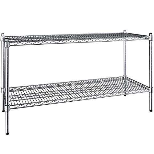 Pro&Family 18" x 48" NSF Chrome 2-Shelf Kit with 27" Posts. Perfect for Home, Garage, Commercial Hospital, Nursing and Care Homes, Children's Shelters, Metal Bookshelv.