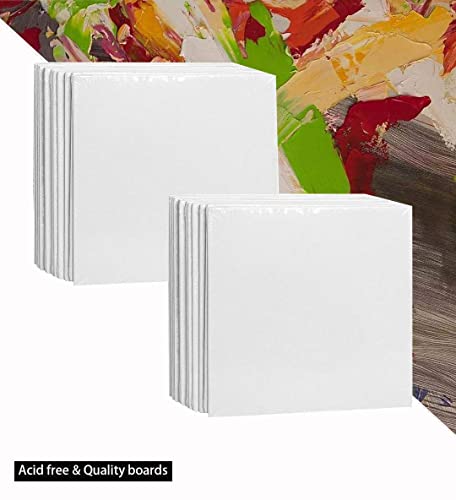 Dele 24 Pack Mini Canvas Panels 4x4 Artist Canvas Boards, Double-Wrapped Acid Free Small Art Canvas Value Pack for Oil & Acrylic Painting.