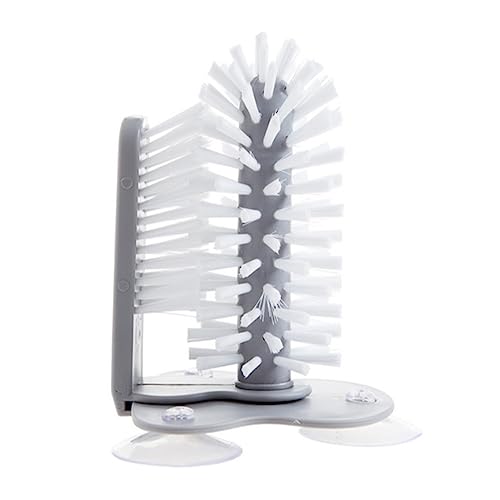 Mednkoku Glass Washer with Suction Base Standing Double Sided Bristle Cleaner Bottle Cleaning Brush Cup Washing Brushes