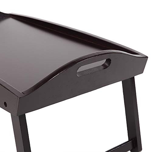 MengK Convenient and Stylish Foldable Curved Breakfast Tray in Brown - Enjoy Breakfast in Bed or Work from Anywhere with This Portable Tray