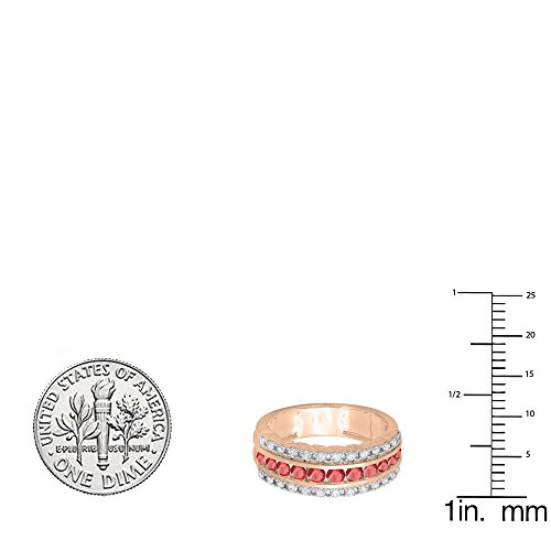 Dazzlingrock Collection Round Ruby & Diamond Engagement Ring for Women in 14K Rose Gold, Size 9