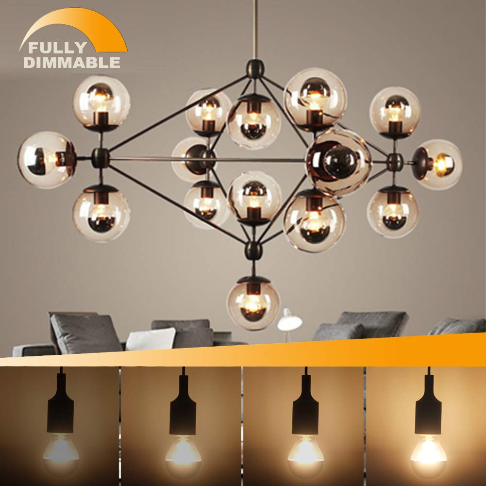 KarlunKoy Half Chrome Light Bulb Dimmable 6W (60W Equivalent) A19 A Shape Decorative LED Edison Bulb Silver Mirror Reflected Light 2700K Warm White E26 Base Pack of 2