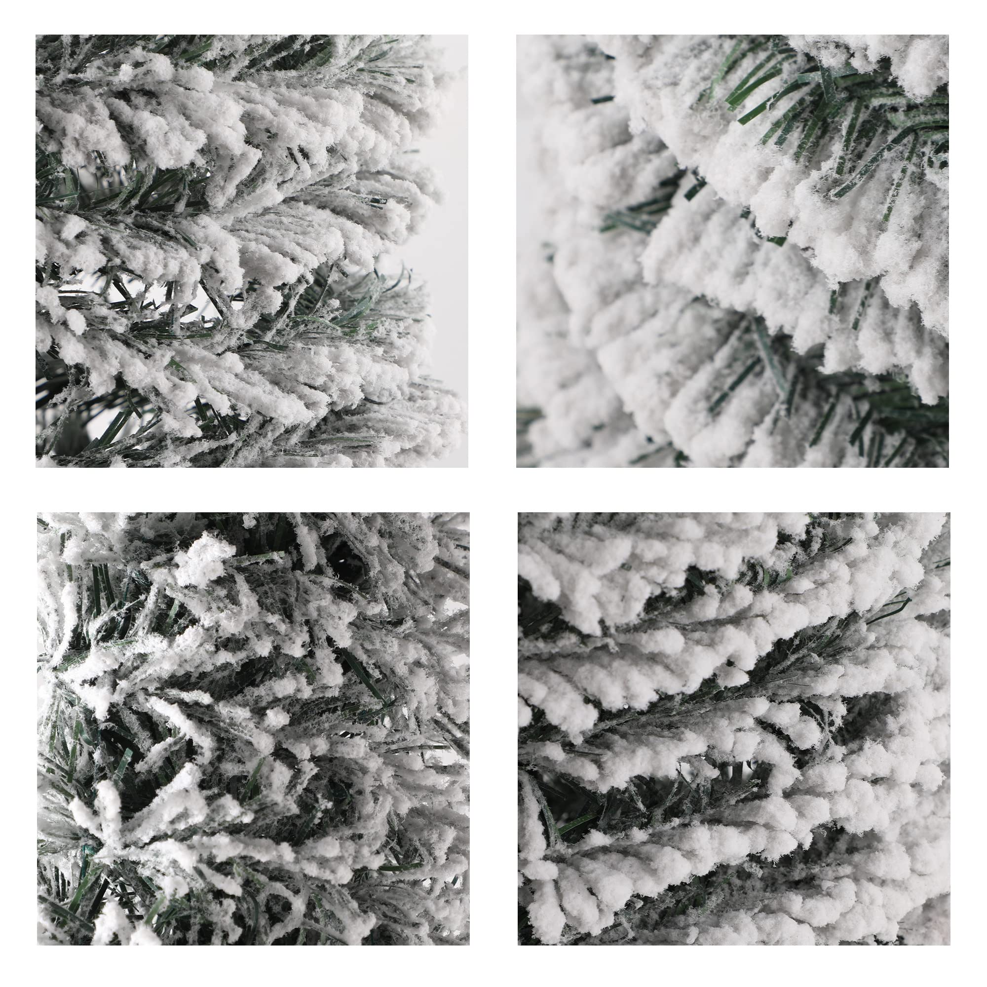 DOYOLLA Snow Flocked Christmas Tree 5ft, Artificial Small Pop up Collapsible Snow White Flocked Pencil Pine Tree for Holiday Christmas Decorations Indoor Outdoor