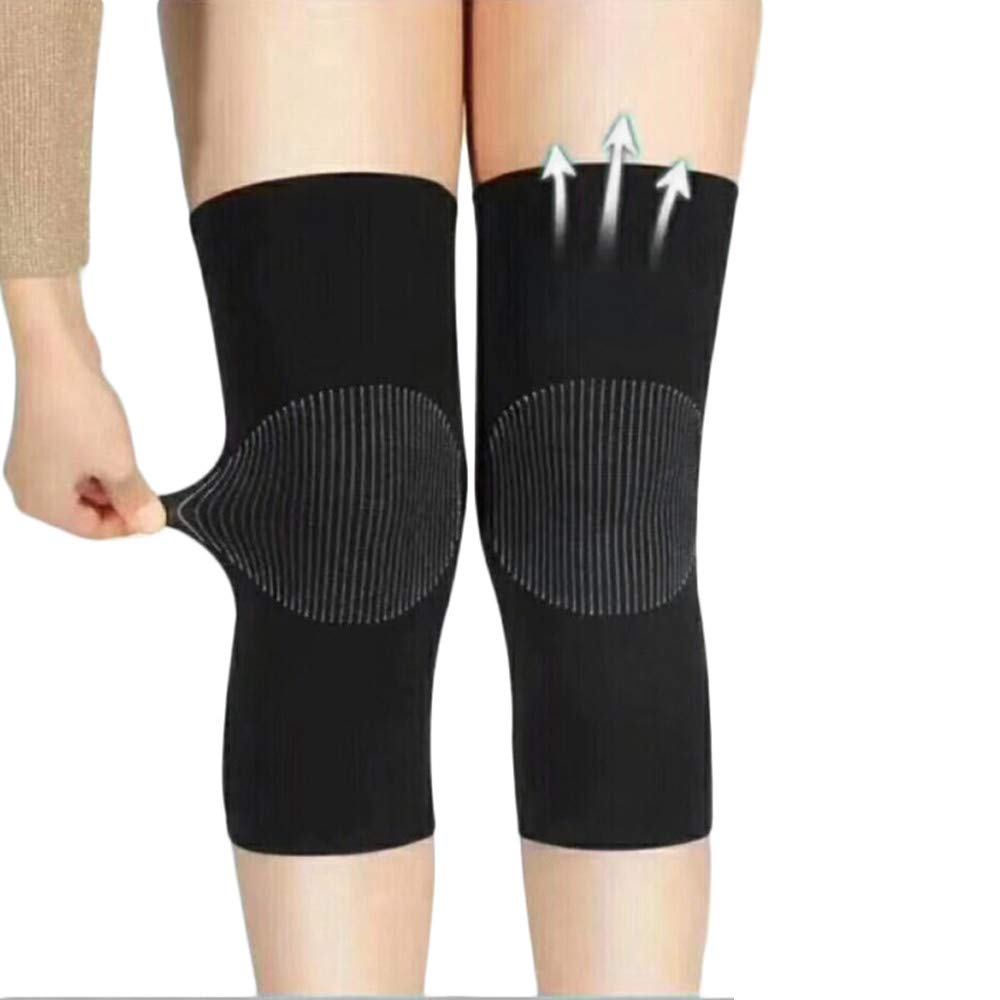 Fpoqbod Professional Knee Brace Knitted Pressure Knee Support Support Injury Pressure Protection Gel Pads for Knee Support (Black)
