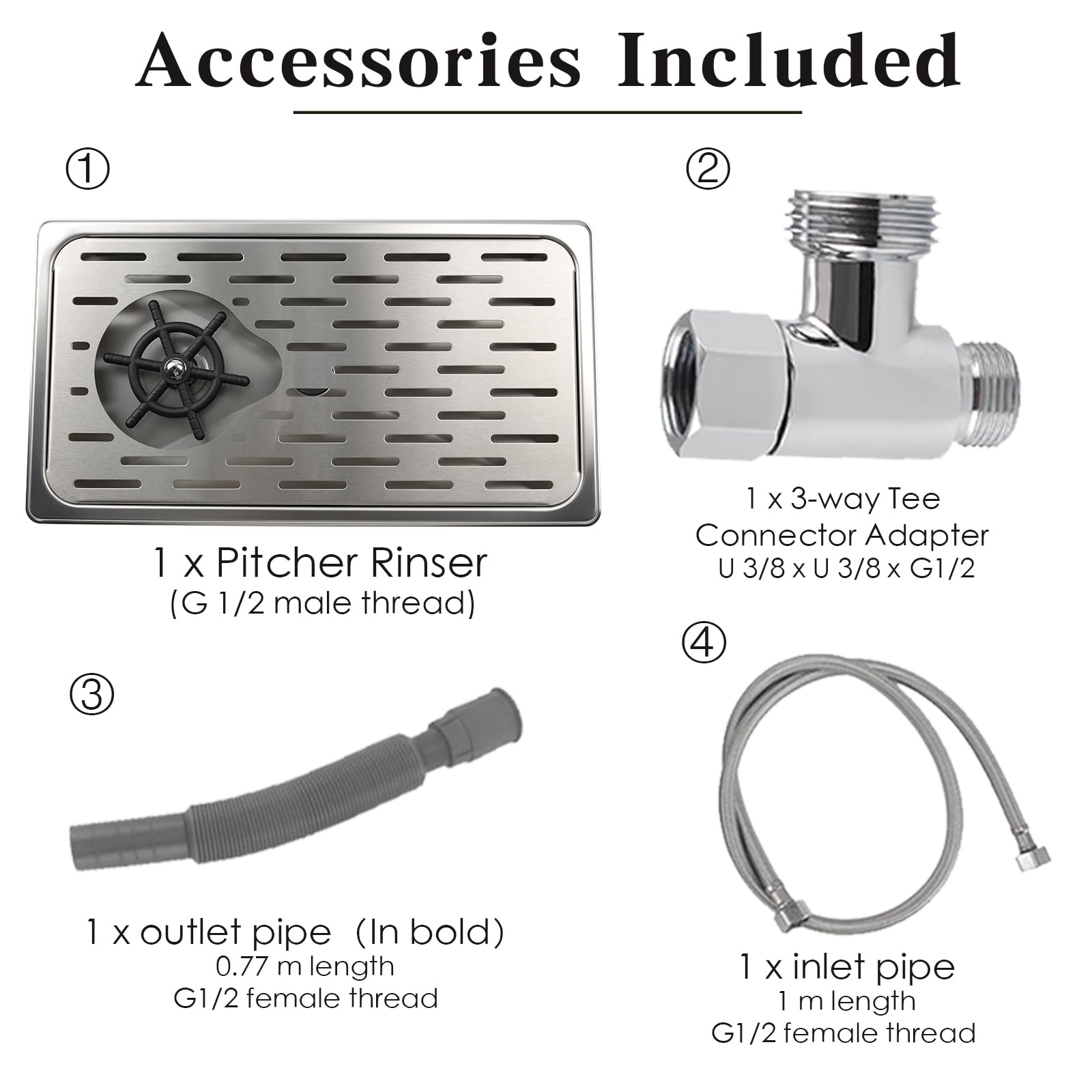 Pitcher Washer, Espresso Washer and Spray, Drainage and Drip Tray, 304 Stainless Steel Bar Glass Washer Sink, Suitable for Home Kitchen, Hotel, Coffee Shop, Restaurant (Silver)