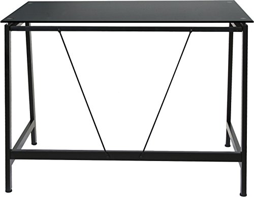 OneSpace Contemporary Glass-Top Desk for Small Spaces, Small Writing Desk, Black