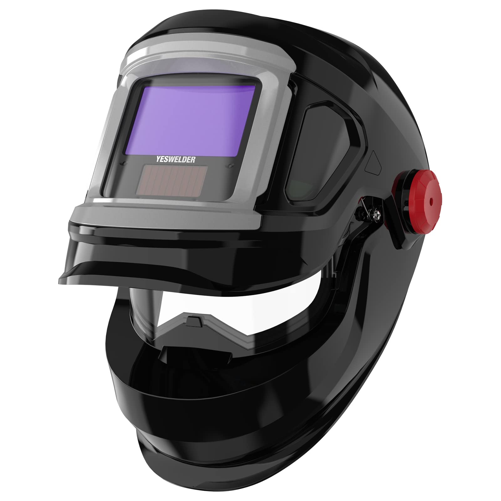 YESWELDER Large Viewing Flip Up Design Auto Darkening Welding Helmet with Side View, Digital Welding Lens,1/1/1/1 True Color 4 Arc Sensor Welder Mask