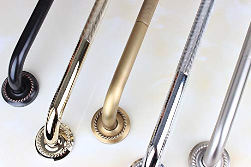 IMPEU Textured Shower Grab Bar, 12-Inch Bathroom Support Rails, Stylish Safety Armrest Hand Rail, Polished Brass/Gold Finish, Good for Senior, Kids, Elderly