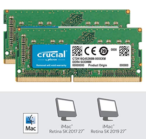 Crucial 32GB Kit (16GBx2) DDR4 2666 MT/s (PC4-21300) CL19 DR x8 SODIMM 260-Pin for Mac - CT2K16G4S266M