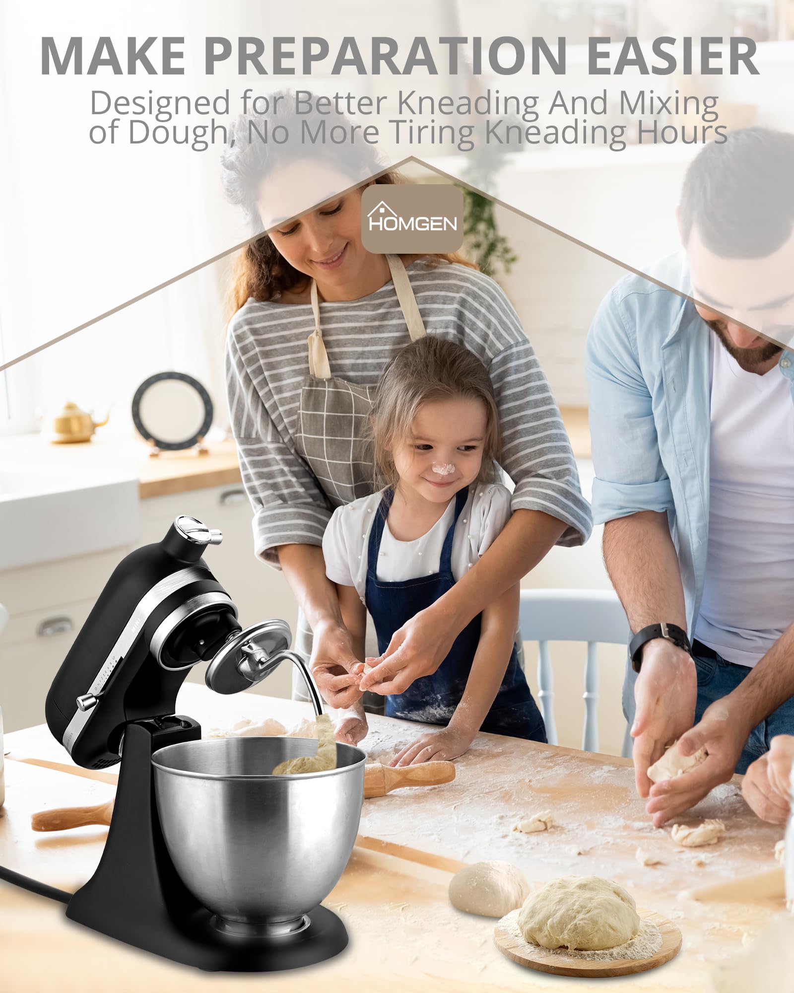 Dough Hook for Kitchenaid Mixer, HOMGEN Original Stainless Steel Spiral Dough Hook Attachment Fit for 4.5-5 QT Bowl Tilt-Head Stand Mixers Rustproof Bread Dough Hook Attachment Support Dishwasher Safe