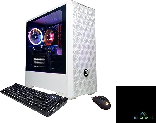 CYBERPOWER_PC Gamer Xtreme Gaming Desktop, Intel Core i5-12400F, 16GB Memory, NVIDIA GeForce RTX 3050, 500GB SSD, White, Sky Technologies Bundle