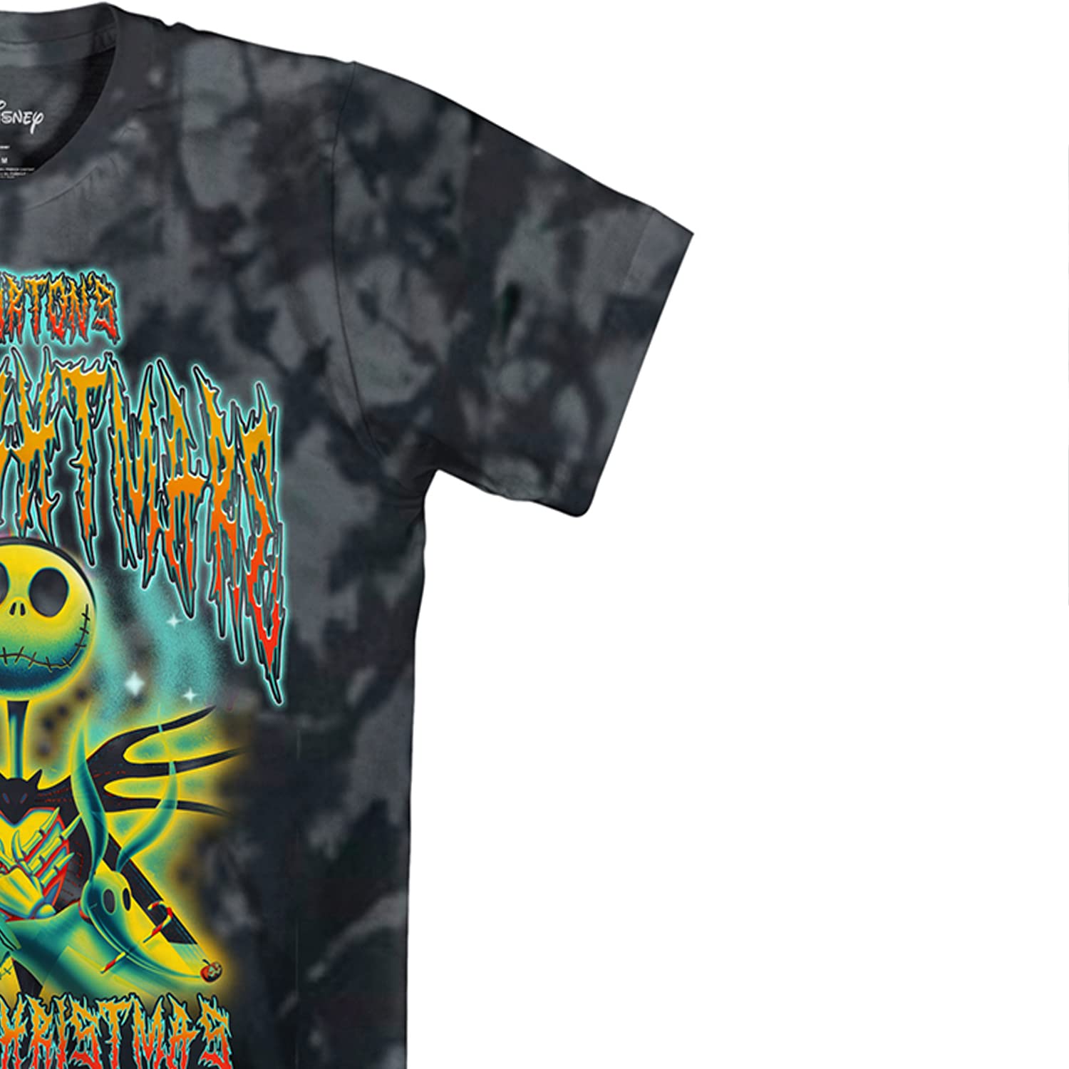 Disney Mens Jack Skellington Shirt - The Nightmare Before Christmas Tee - Jack Skellington Tie Dye T-Shirt (Black Wash, XX-Large)