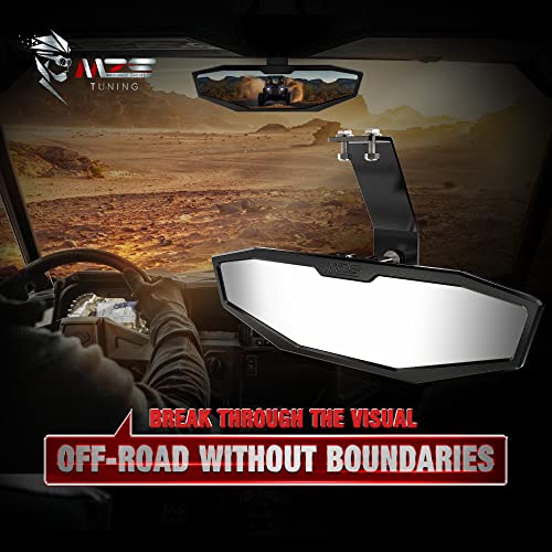 MZS Aluminum UTV Center Rear View Mirror, Maverick Trail Rrarview Mirror Adjustable Black Compatible with 2018-2023 Maverick Trail and Sport | 2021-2023 Commander/MAX Accessories 715004924 715003638