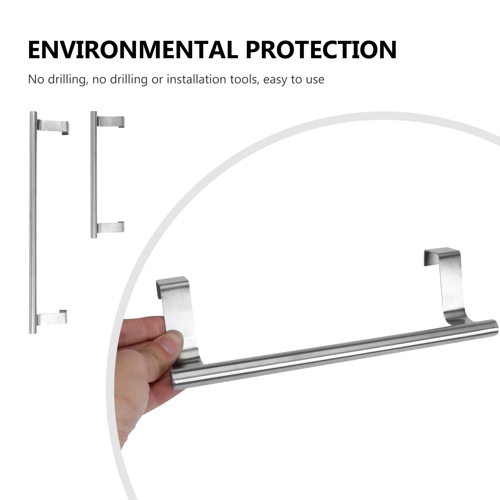 PRETYZOOM 2pcs Over Door Towel Rack, Metal Towel Bar Cabinet Towel Rack Hanging on Inside or Outside of Doors, No Drill Towel Rack for Kitchen Bathroom (2 Size)