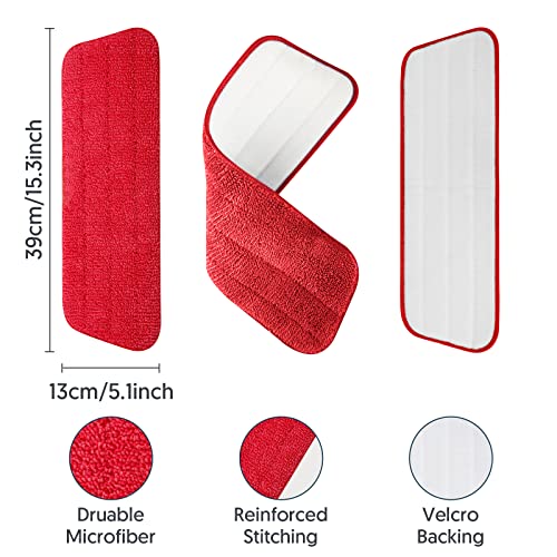 Microfiber Spray Mop Pads Replacement Compatible with Swiffer PowerMop - MEXERRIS Floor Cleaning Mops Heads Replacement Washable Flat Mop Refills Fit for All Spray Mops & Reveal Mop, 7 Pack/Set Red