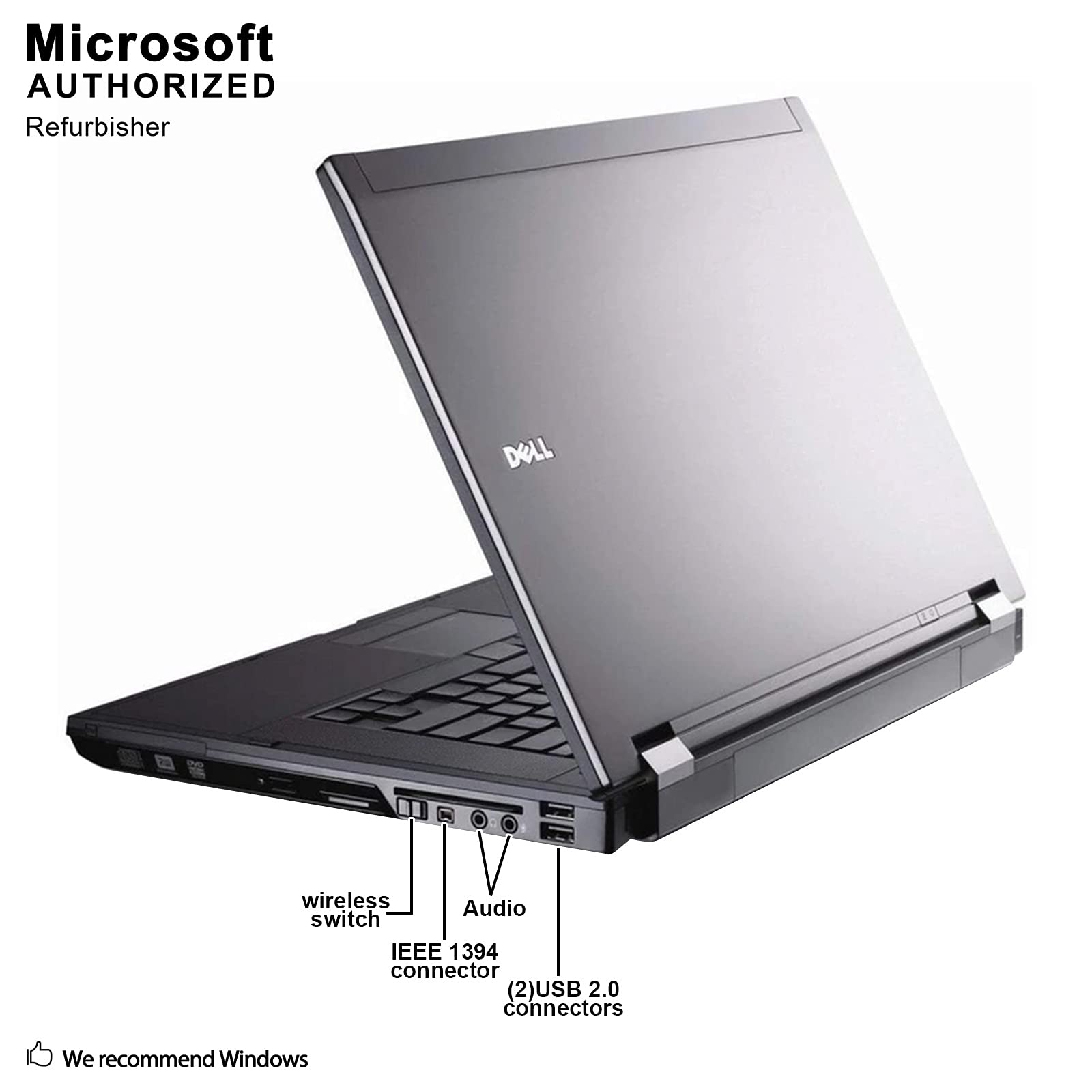 Dell Latitude E6510 15.6 Inch Laptop PC, Intel Core i5-520M up to 2.93GHz, 4G DDR3, 500G, VGA, DP, Windows 10 Pro 64 Bit Multi-Language Support English/French/Spanish(Renewed)