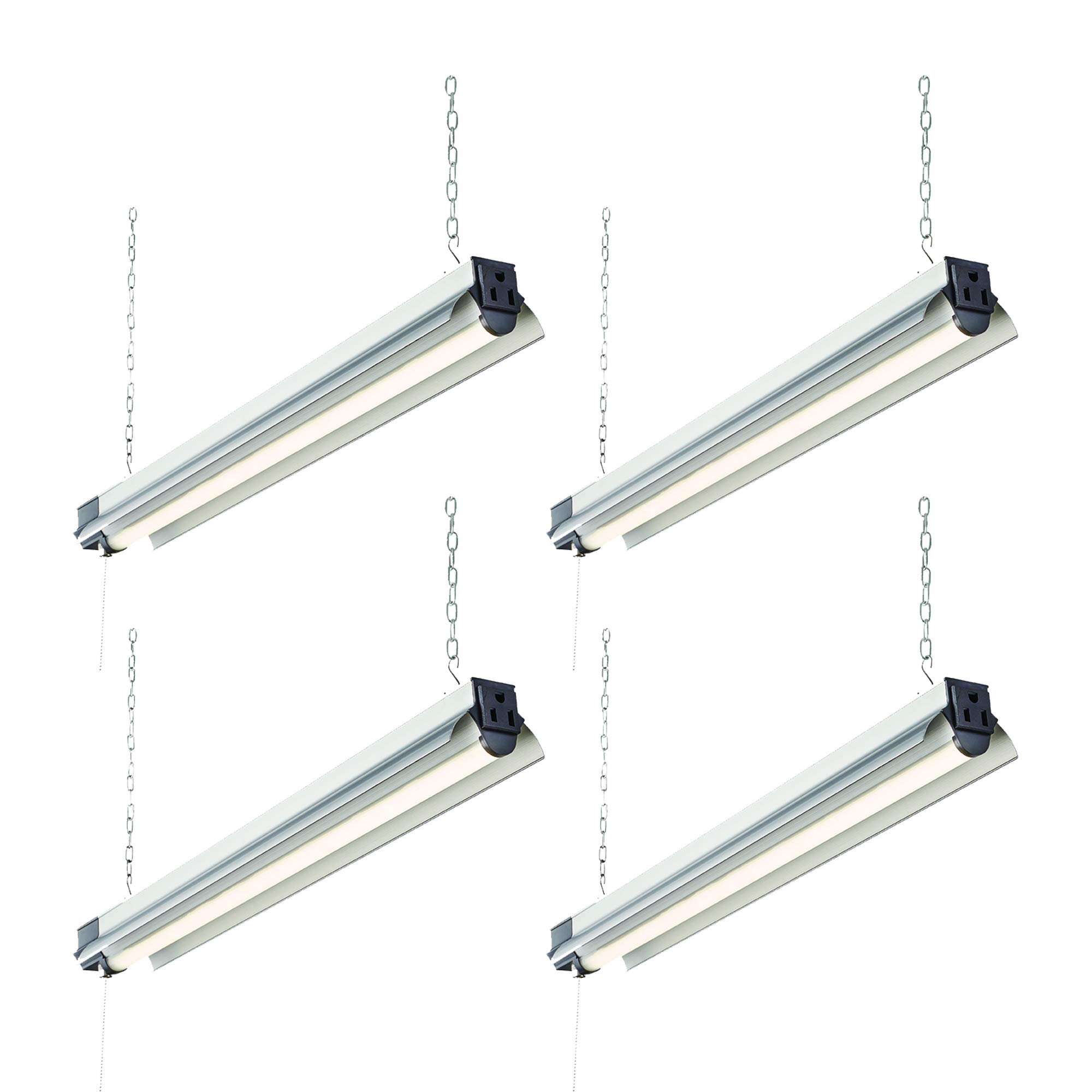 Newhouse Lighting 2FT LED Shop Light, 25W (100W Equivalent), 2200 Lumens, 4000K Linkable Garage Lighting, Utility LED Ceiling Lights, Chain or Flush Mount, 4-Pack