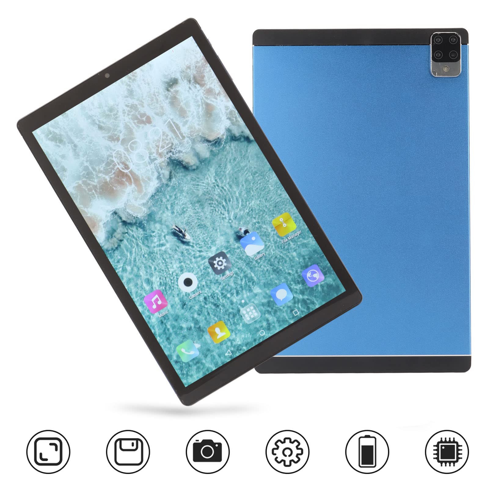 Dpofirs TAB910 Tablet 10.1Inch, 4GB RAM 64GB ROM 3G Calling Tablet for Android, 2K FHD Display WiFi Tablet with Dual SIM Card Slot, Dual Camera, Blue (US Plug)