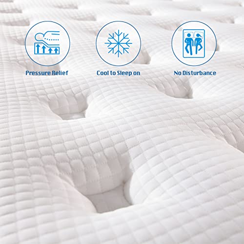 Rimensy Full Mattress, 10 Inch Hybrid Mattress in a Box, Gel Memory Foam, Individually Wrapped Pocket Coils Innerspring Mattress, Support & Pressure Relief, Medium Firm Feel, 54"*75"*10"