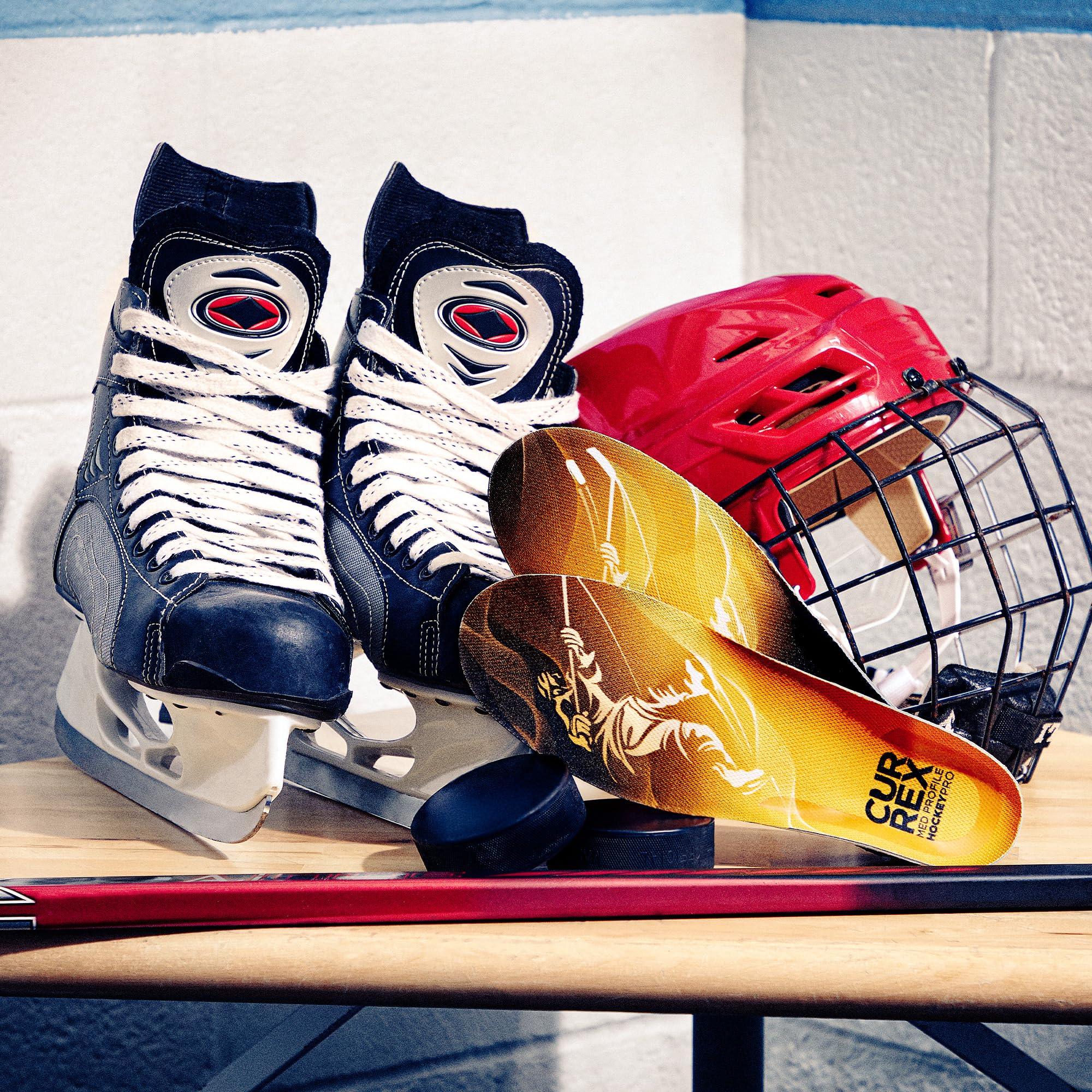 CURREX HockeyPro Insoles for Hockey Skates & Ice Skating β 3D Dynamic Arch Support to Improve Stability, Anti-Slip Heel for Optimized Movement β for Men & Women β High Arch, Large