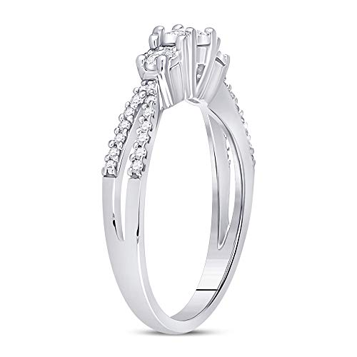 Dazzlingrock Collection 10kt White Gold Womens Round Diamond 3-stone Bridal Wedding Engagement Ring 1/3 ctw