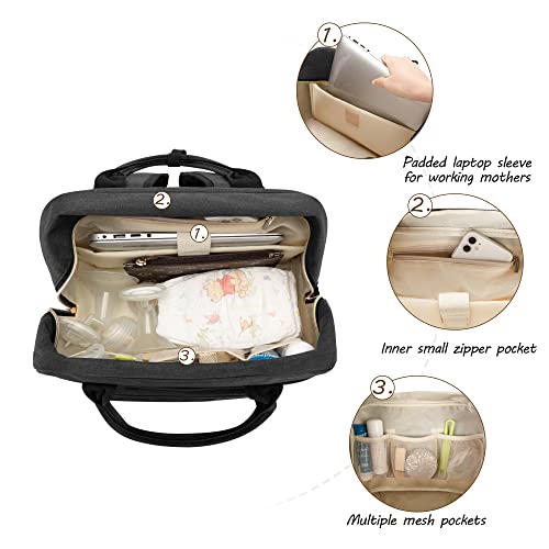 CURMIO Breast Pump Bag with Breastmilk Cooler Bag Compatible for Spectra S1, S2, Medela, and 4 5-Ounce Baby Bottles, Breast Pump Backpack with Laptop Sleeve for Working Moms, Black