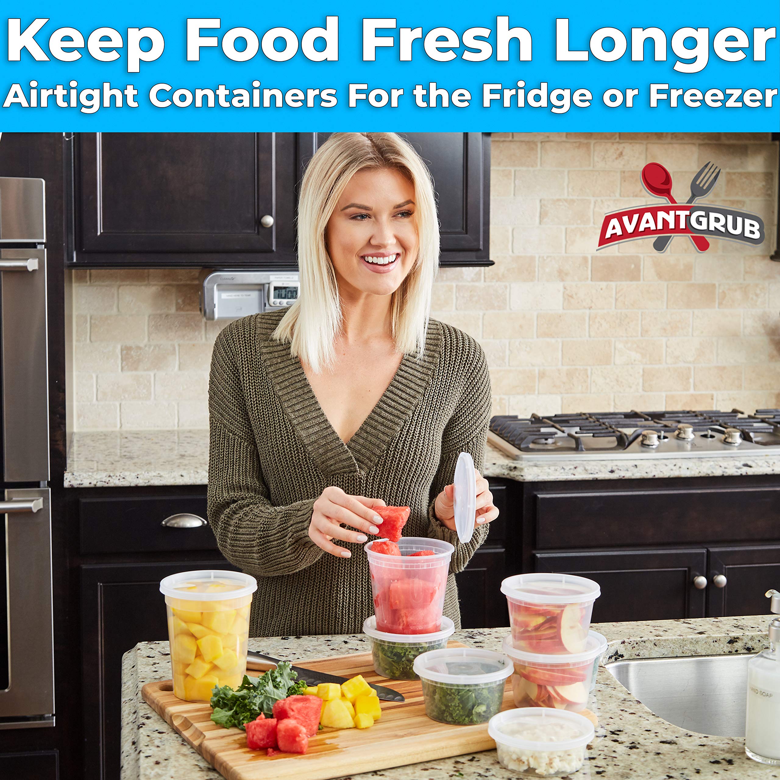 Deli-Grade BPA-Free 24oz Plastic Containers with Lids 12ct. Leakproof Microwavable Portion Container for To-Go Orders, Food Prep and Storage. Reusable Takeout Cups for Restaurant, Cafe and Catering.