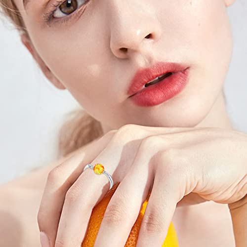 CUOKA MIRACLE Amber Rings Bead Rings 925 Sterling Silver Amber Bead Rings Honey Amber Adjustable Rings for Women
