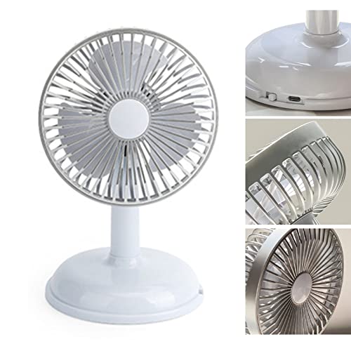 soobu Vintage Desk Fan, USB Charging Easy To Clean Pure Color Vintage Electric Fan Metal for Classroom for Workers (Light Blue)